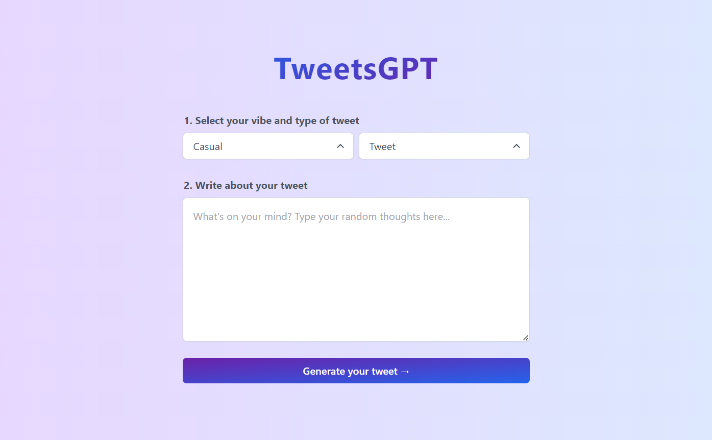 GitHub - sujjeee/tweetGPT: TweetsGPT: A web app that uses GPT-3 to generate tweets from your ...
